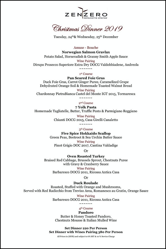 Top Christmas Menus 2019 in Malaysia